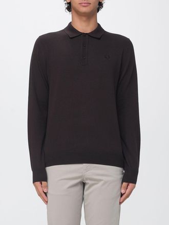 Fred Perry Lang&auml;rmeliges Strick-Poloshirt aus Wolle und Baumwolle mit drei Kn&ouml;pfen