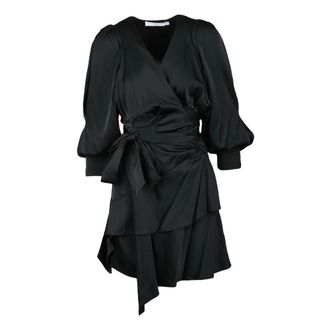 Iro Iro, Femme, Robes, Noir, Taille: 42 FR Robe crois&eacute;e en satin avec manches chauve-souris