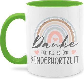 Shirtracer Tasse Tassen 325ml - Erzieher - Danke für die schöne Kinderhortzeit Boho Regenbogen - 325 ml - Hellgrün - geschenk erzieherin kita abschiedsgeschenk k
