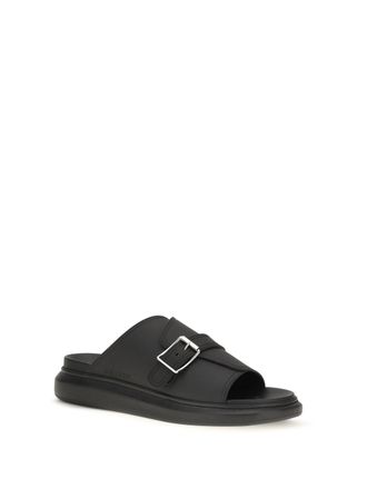 Alexander McQueen Mens Buckle Slide Sandals Black