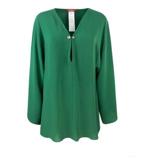 Max Mara Femme, Blouses et Chemises, Vert, Taille: 40 FR Chemisier &agrave; Col en V et Boutons Bijoux