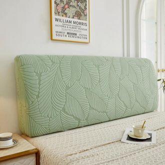 Generic Vintage Stretch Bettkopfteil Bezug Staubdichter Polsterbezug im europ&auml;ischen Stil mit gepr&auml;gtem Kopfteil Bezug Retro Muster Bl&auml;tter - Gr&uuml;n 140-160CM/(