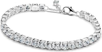 Pandora Timeless Funkelndes aussdrucksstarkes Tennisarmband aus Sterling Silber mit künstlichen Kristallen, Größe: 16 cm, 593539C01-16