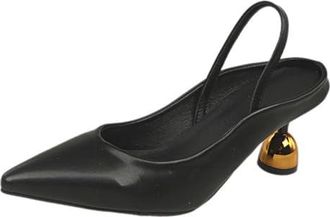 Generic Escarpins &agrave; bout pointu pour femme - Talon moyen - Dos nu - Pour bureau, soir&eacute;e, f&ecirc;te, Noir, 40.5 EU