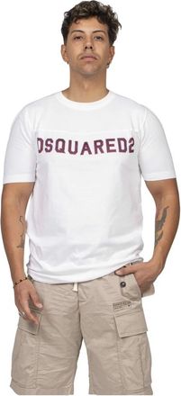 Dsquared2 Homme, Tops, Blanc, Taille: XL Vintage Fade Cool Football Fit T-shirt