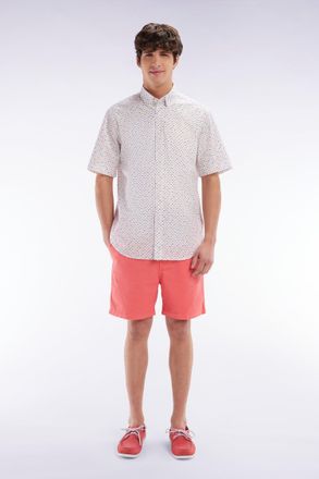 Eden Park Short &Agrave; Taille &Eacute;lastique En Coton Stretch Uni Rose Saumon