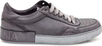 Dolce & Gabbana Homme, Chaussures, Gris, Taille: 45 EU Baskets en cuir de veau Portofino