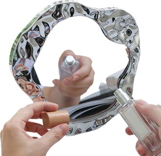 Generic Unregelm&auml;&szlig;iger Spiegel, Schminkspiegel, Schreibtischspiegel, &auml;sthetisches Make-up-Werkzeug mit unregelm&auml;&szlig;iger Halterung, tragbar, f&uuml;r Wohnzimmer, Bade