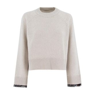 Brunello Cucinelli Luxuri&ouml;ser Woll-Kaschmir-Pullover - - Knitwear - Damen - Wei&szlig; - M