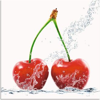 Artland ARTland Wanddeko Wandbild Alu Verbundplatte f&uuml;r Innen & Outdoor Bild 40x40 cm Lebensmittel Obst Kirsche Wasser Fr&uuml;chte Modern T5SO