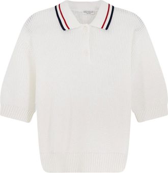 Brunello Cucinelli Femme, Tops, Blanc, Taille: 40 FR Polo en coton