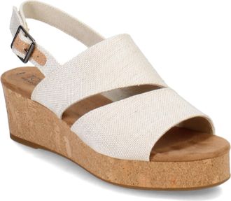 Toms Damen Slingback-Sandalen - Komfortable, atmungsaktive Plateau-Sandalen aus nachhaltigen Materialien mit eleganter Kork-Optik und 7 cm Absatz