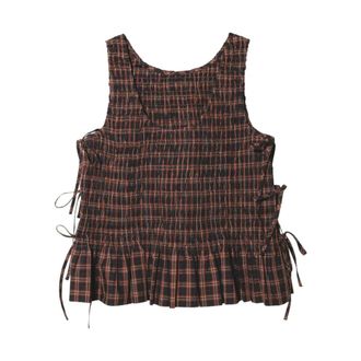 Ganni Ganni Karierter Baumwoll-Top - - Tops - Damen - Braun - M