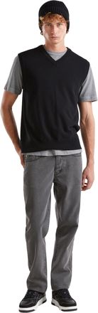 Benetton Herren T-Shirt V-Ausschnitt S/M 1002U400L Weste, Schwarz, XX-Large