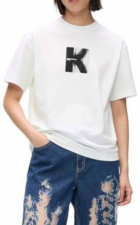 Karl Lagerfeld Karl Lagerfeld Jeans, Womens, Short Sleeve K Logo Tee, Regular Fit T-Shirt, Blanc, M Femmes