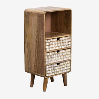 Sklum Sklum - Lot de 2 tables de chevet en bois de manguier Yulara Naturel - Blanc