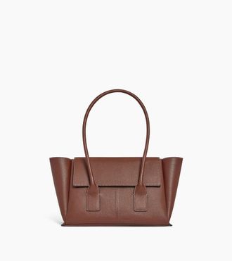 Le Tanneur Sac cabas moyen mod&egrave;le &agrave; rabat Elena en cuir grain&eacute;