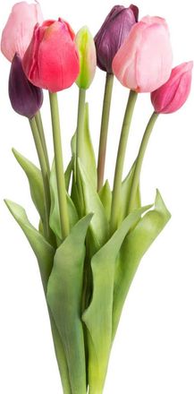 Botanic-Haus k&uuml;nstliches Tulpenb&uuml;ndel/k&uuml;nstlicher Tulpenbund Sandy lang mit 4 Tulpen und 3 Tulpenknospen Farbe: Pink-Beauty-aubergine real Touch