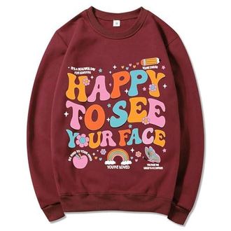 Generic Sweat-shirt pour femme - Imprim&eacute; graphique britannique - Haut surdimensionn&eacute; - Col rond - Manches longues - Automne - Hiver - D&eacute;contract&eacute; - Confortabl