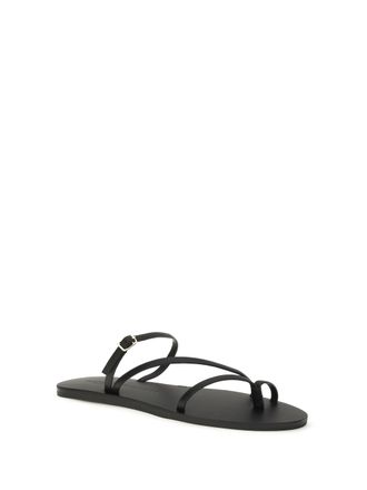 Maneb&igrave; Womens Giorgia Leather Strappy Sandals Black Calf Bos Taurus