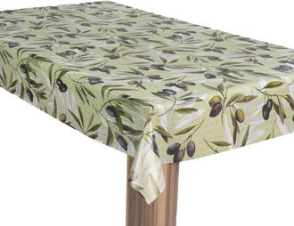 Laro Wachstuch-Tischdecke Wachstischdecke Gartentischdecke Oliven Grün Olivenzweig, Muster:Oliven Grün Olivenzweig, Größe:100x120