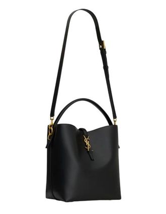 Saint Laurent Black Leather Bucket Bag