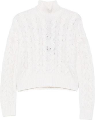 Max Mara Rundhalspullover - Wei&szlig;