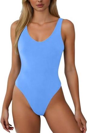 Generic Maillot De Bain Femme 1 Piece Maillot De Bain Femme Costume Respirant S&eacute;chage Rapide Col en V Dos Nu - &Agrave; D&eacute;coupes avec Culotte String pour Plage Priv&eacute;