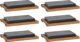 KELA Heißer Stein-Set - Granit - Akazienholz - 16 x 24 cm - 12-teilig
