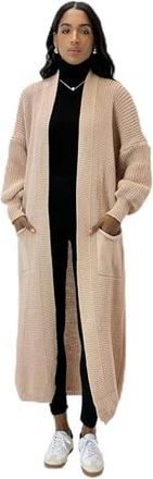 Elara Cardigan Long pour Femme en Taille Oversize ZA12 Beige