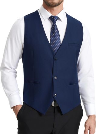 Hisdern Anzugwesten f&uuml;r Herren Marineblau Slim Fit Elegante Anzug Weste Herren Blau Klassische Formelle Anzugweste Einfarbig Hochzeit Smoking Westen M&auml;nner mi