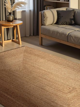 Hanse Home Sharmila Juteteppich - Natur Wohnzimmerteppich aus 100% Jute, Handgewebt - Robust & Pflegeleicht - Moderner, Boho Naturfaser Teppich, Natur Braun - 16