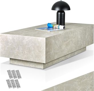 TecTake Couch Tisch, Room Decor in Travertin Steinoptik, Tisch Wohnzimmer, moderner Couchtisch, Beistelltisch, Wohnzimmertisch, Sofatisch, Side Table Schlafzi