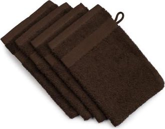 Gözze New York Waschhandschuh, 4er Set, Weich und saugfähig, 100% Baumwolle, 17 x 24 cm - Mocca