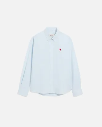 Ami Ami Paris - Chemise bleue en coton ray&eacute; Ami de Coeur Bleu - Taille : XL - Unisex