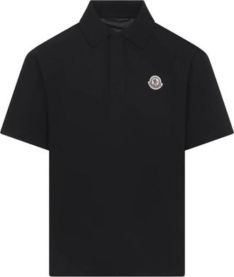 Moncler Homme, Tops, Noir, Taille: L Logo Patch Cotton Polo