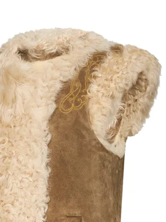 Etro Womens Shearling Vest Brown Lambskin Faux Fur & Coats