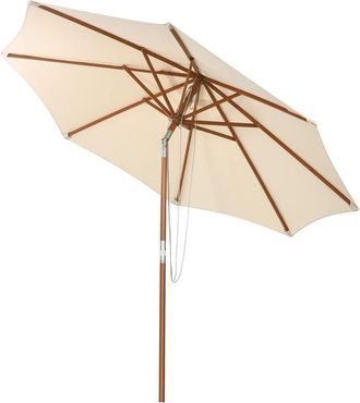 Costway Costway - Parasol Inclinable &Oslash;2,7m Toile Polyester Imperm&eacute;able avec Cordon de Serrage 8 Baleines Ventilation pour Jardin Cour Beige