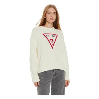 Guess Femme, Pulls, Blanc, Taille: 36 FR Pull ras du cou