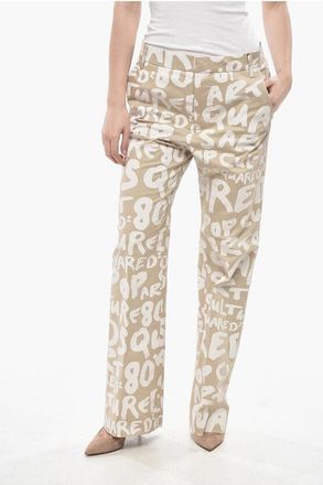 Dsquared2 Cotton Stretch Pants with All-Over Logo size 42