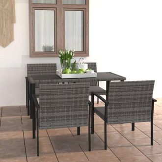 vidaXL Ensemble de salle &agrave; manger de jardin 5 pcs R&eacute;sine tress&eacute;e Gris Vidaxl
