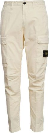 Stone Island Homme, Pantalons, Blanc, Taille: W33 Pantalon Cargo Slim-fit