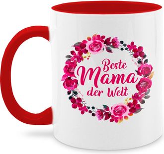 Shirtracer Tasse Tassen 325ml - Beste Mama der Welt Geschenk I Mama Geschenk I Mutter I Mutti - 325 ml - Rot - muttertagstasse mum muttertagsgeschenk kranz kaffe