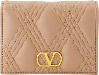 Valentino Garavani Femme, Accessoires, Beige, Taille: ONE Size Portefeuille Quiltie en Rose