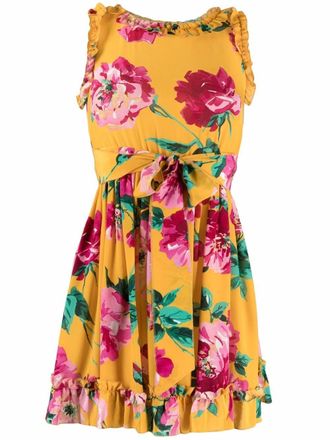 Dolce & Gabbana robe courte en soie &agrave; fleurs (ann&eacute;es 2000) - Jaune