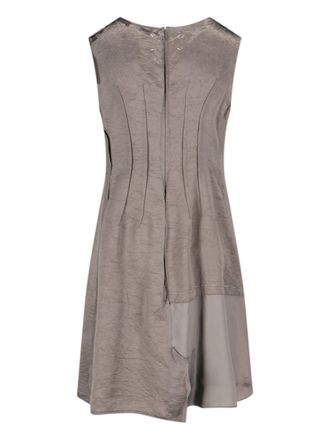 Maison Margiela Womens Crinkled Satin With Gathered Pleat Panel Dress Beige Acetate Secondary