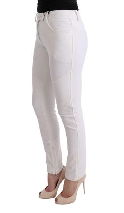 Ermanno Scervino Womens White Cotton Slim Fit Casual Pants