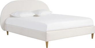 Miliboo Doppelbett, 160 x 200 cm, aus Stoff, Wolleffekt, Charline