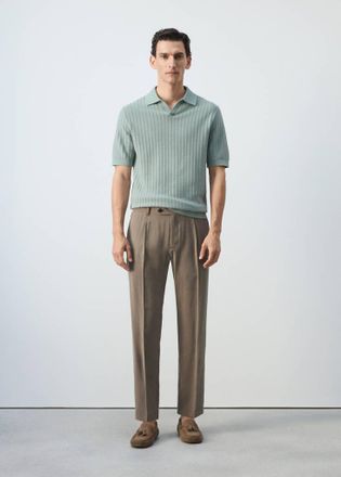 Mango Polo en maille structur&eacute;e 100 % coton &eacute;meraude - Homme - XXL - MANGO MAN