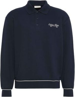 Calvin Klein Sweat droit col polo en coton m&eacute;lang&eacute;